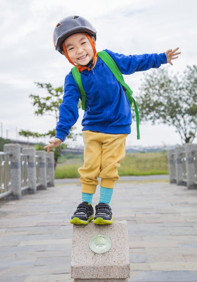 Smart Happy Kid Smiling in the Park Stock Image - Image of smart, green ...