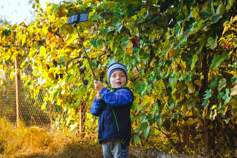 Smart Happy Little Boy Taking Selfie Stock Image - Image of journey ...
