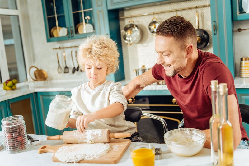 Smart Hard Working Boy Making the Dough Stock Photo - Image of cook ...