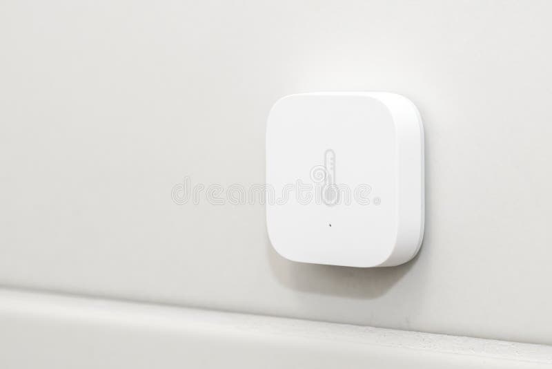 Smart Heat Sensor on the White Wall Stock Image - Image of home, wall ...