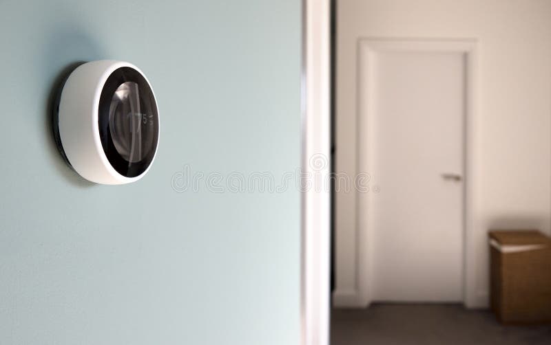 Smart Heating Control on Wall of Modern Home Stock Image - Image of ...