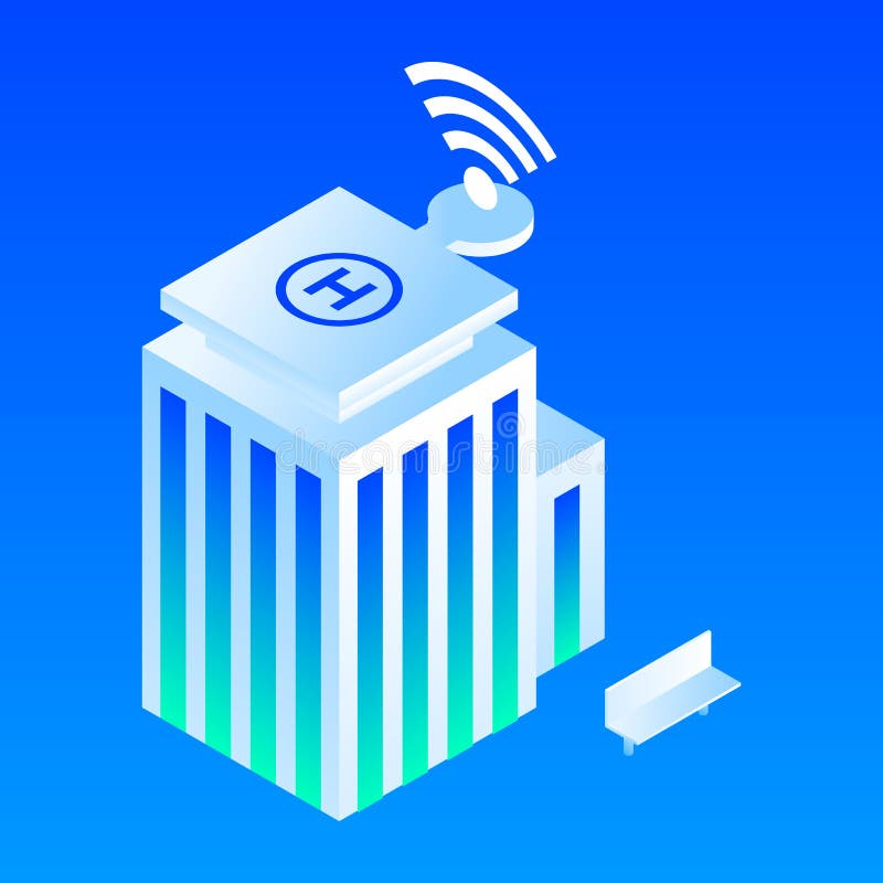Smart Helicopter Building Icon, Isometric Style Stock Vector ...