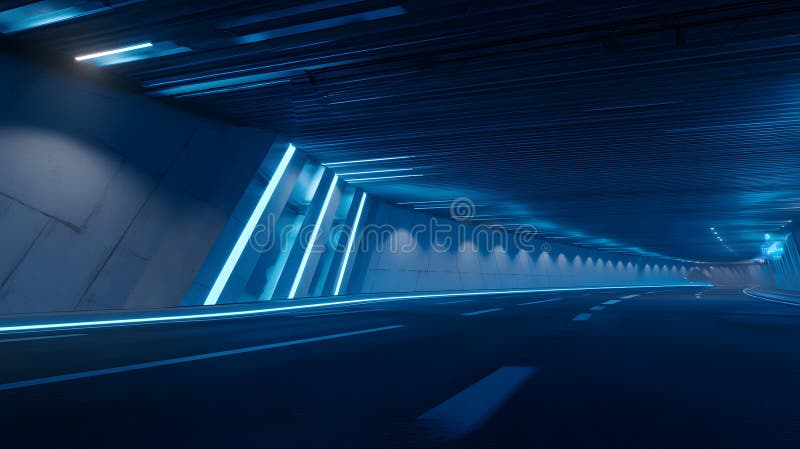 Smart Highway Tunnel Blue Lighting Enhanced Surface Stock Illustration ...