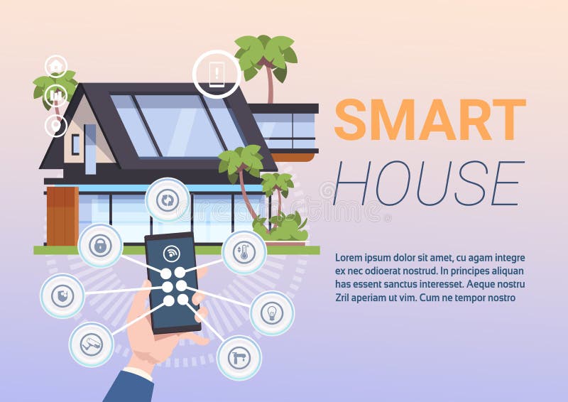 Smart Home Administration System of Control with Hands Holding ...