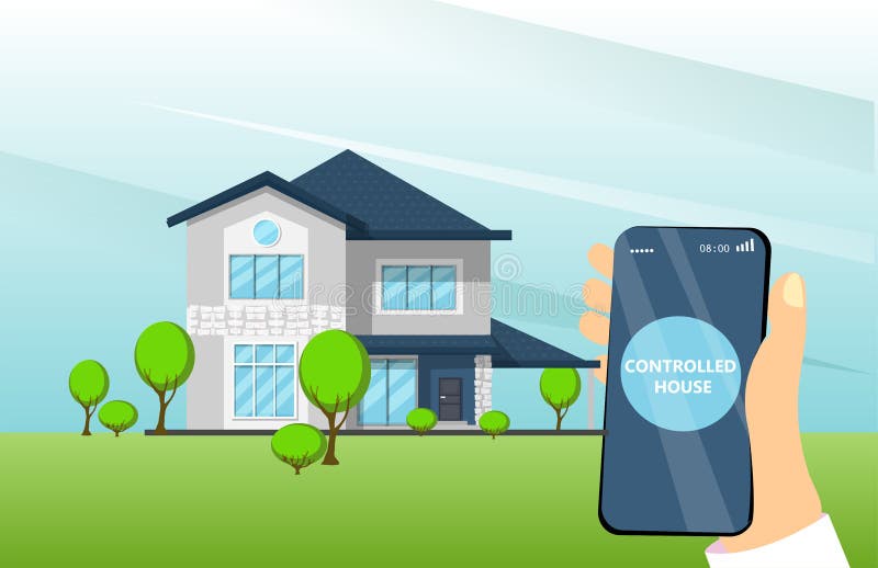 Smart Home Control System, Eco House , Technology and Lifestyle Concept ...