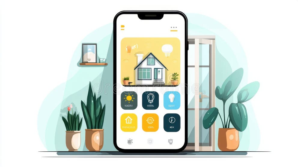 Smart Home App Interface stock illustration. Illustration of ...