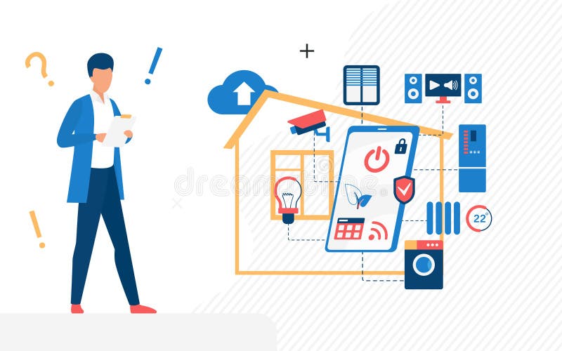 Smart Home Application in Mobile Phone, Internet of Things. Stock ...