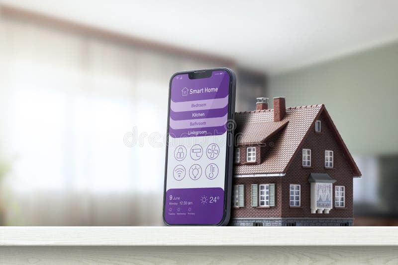 Smart Home Application and Model House Stock Image - Image of network ...