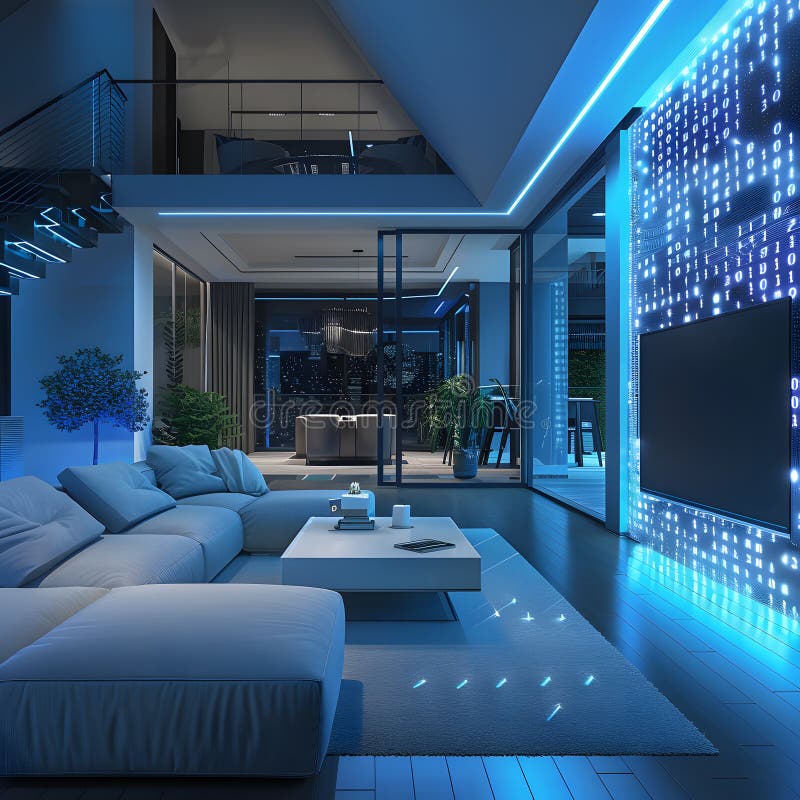 Smart Home Automation with Binary Code. Stock Illustration ...