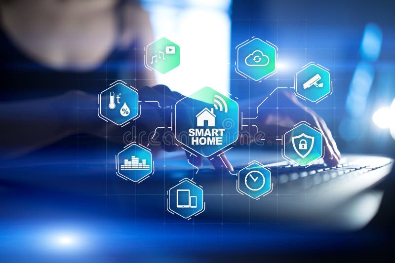 Smart Home Automation Concept on Virtual Screen. Stock Photo - Image of ...