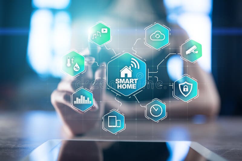 Smart Home Automation Concept on Virtual Screen. Stock Photo - Image of ...
