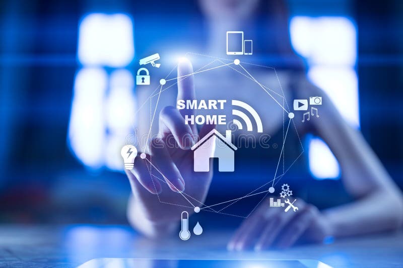 Smart Home Automation Concept on Virtual Screen. Stock Photo - Image of ...