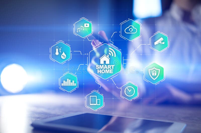 Smart Home Automation Concept on Virtual Screen. Stock Illustration ...