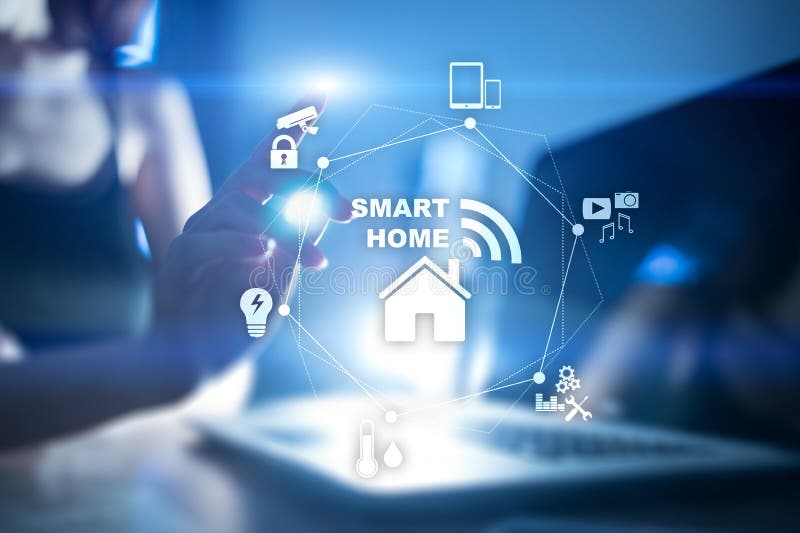 Smart Home Automation Concept on Virtual Screen. Stock Illustration ...