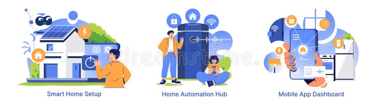 Smart Home Automation Illustrations with Stock Vector - Illustration of ...