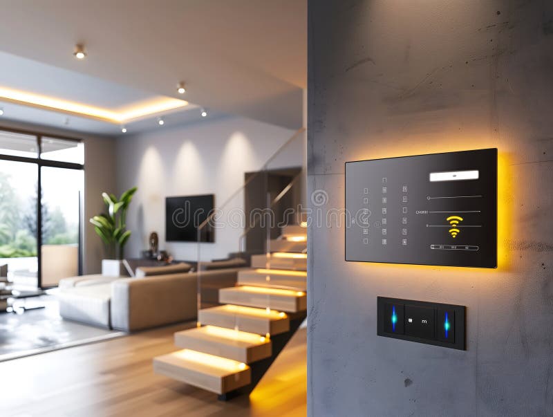 Smart Home Automation Panel in Modern Interior Stock Illustration ...