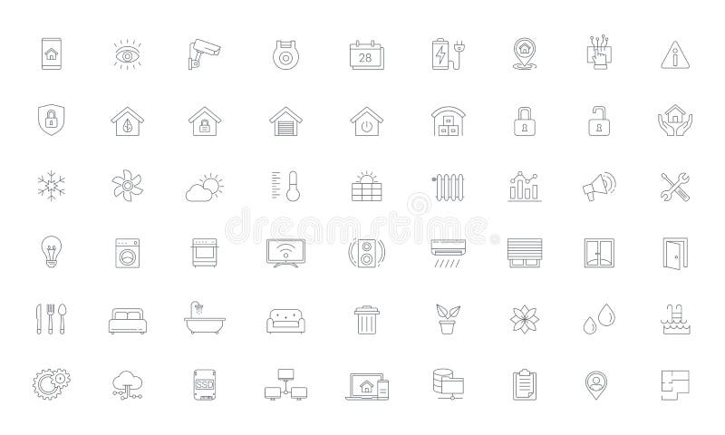 Smart Home, Home Automation Line Vector Icon Set Stock Vector ...