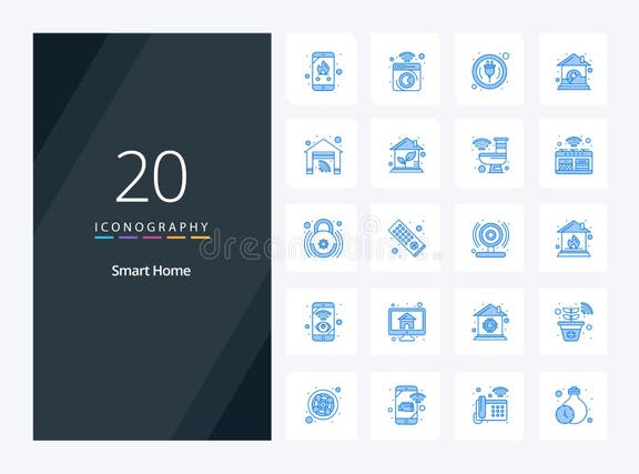 20 Smart Home Blue Color Icon for Presentation Stock Vector ...