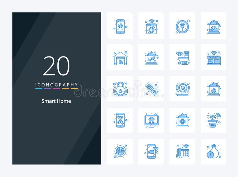 20 Smart Home Blue Color Icon for Presentation Stock Vector ...