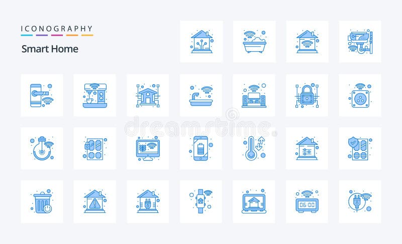 25 Smart Home Blue Icon Pack Stock Vector - Illustration of system ...