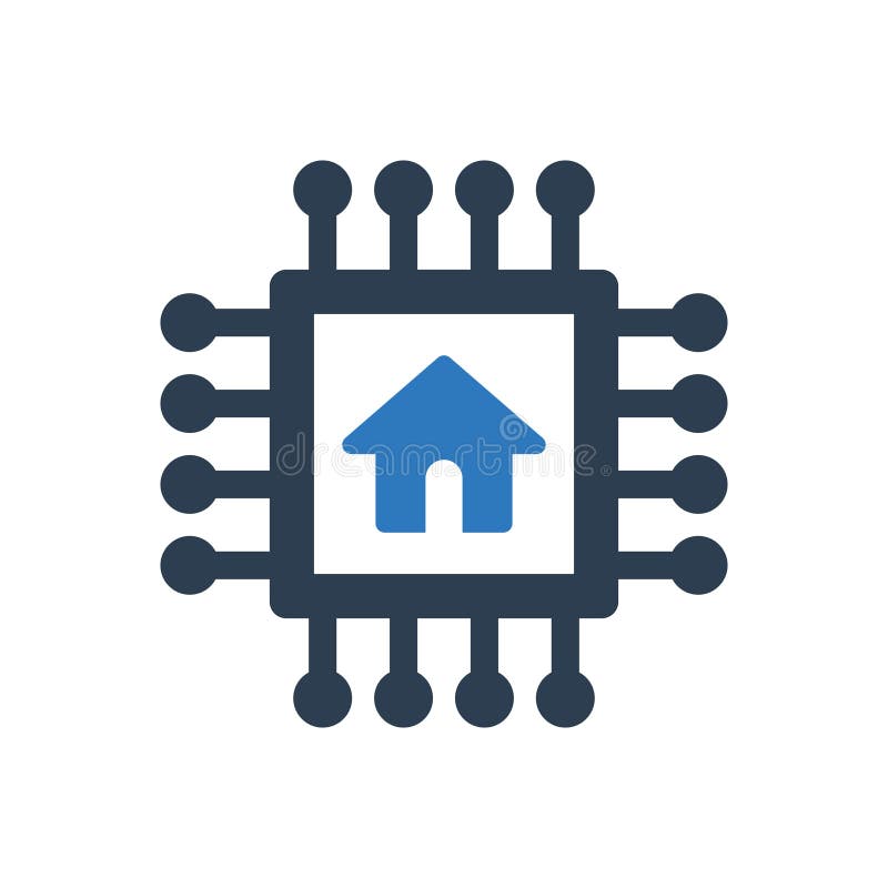 Smart home chip icon stock vector. Illustration of microprocessor ...