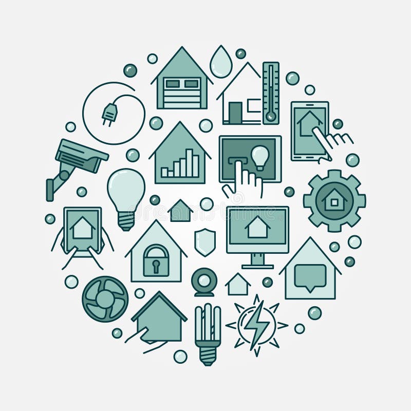 Smart Home Circular Illustration Stock Vector - Illustration of smart ...