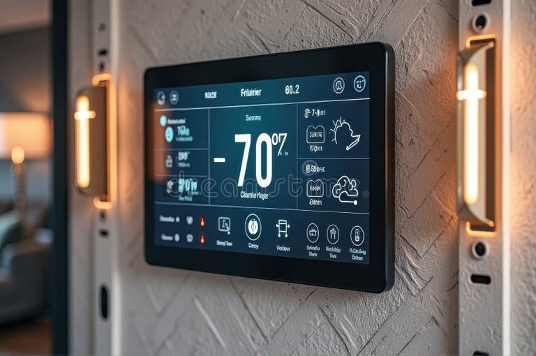 Smart Home Climate Control Panel Displaying Indoor Conditions in Modern ...