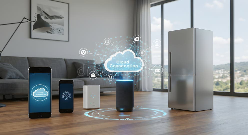 Smart Home Cloud Connection Stock Illustration - Illustration of appliance, modern: 373448487