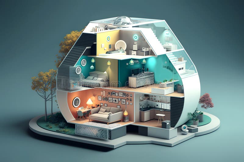 Smart Home Concept - Building Internals and Infographics Stock ...