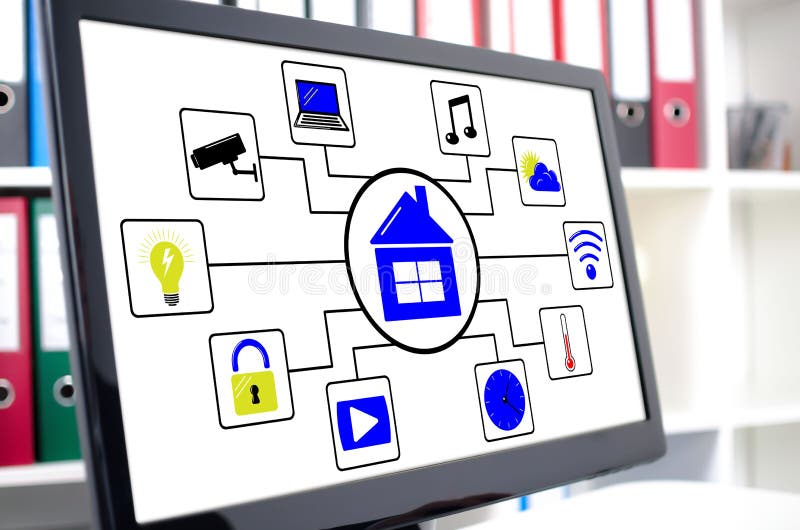 Smart Home Concept on a Computer Screen Stock Image - Image of saving ...