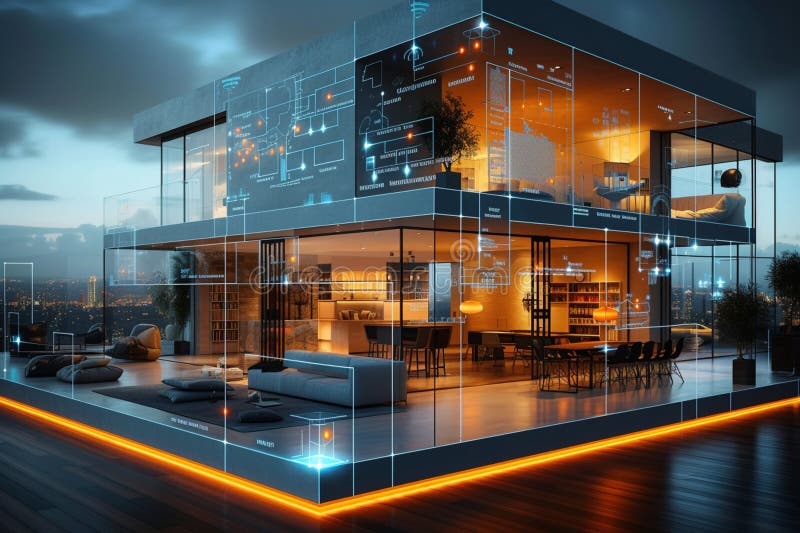Smart Home Concept 3D Render Featuring Interactive Map Display Stock ...