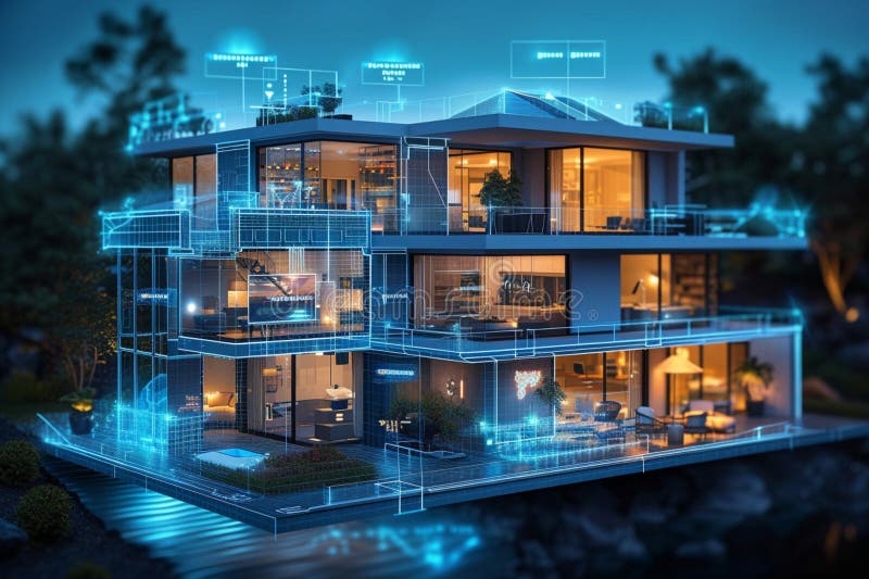 Smart Home Concept 3D Render Featuring Interactive Map Display Stock ...