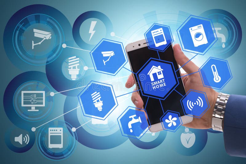 The Smart Home Concept with Devices and Appliances Stock Photo - Image ...