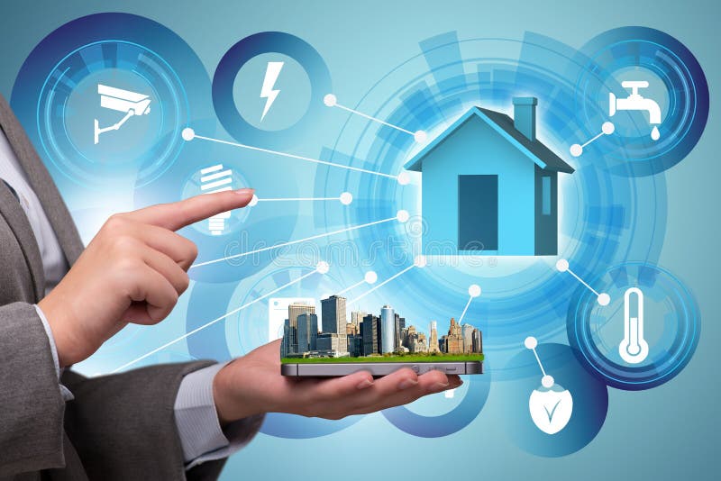 Smart Home Concept with Devices and Appliances Stock Image - Image of ...