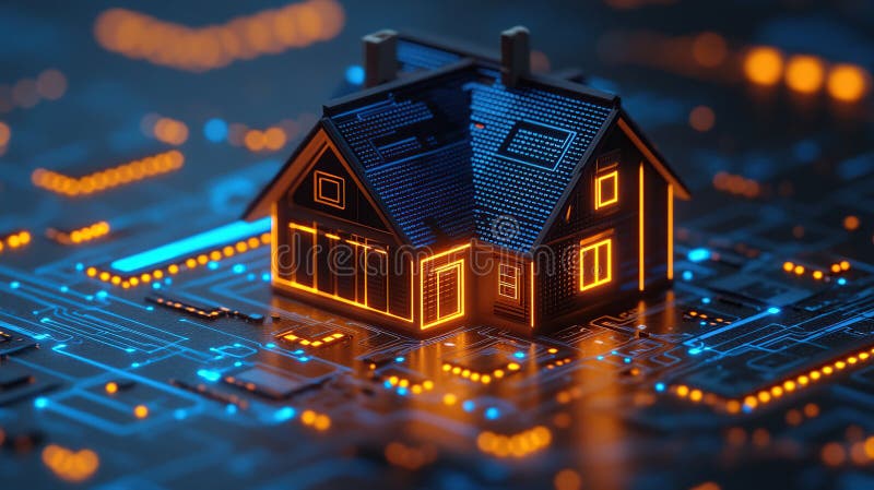 Smart Home Concept Miniature House Model on a Circuit Board ...