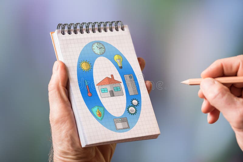 Smart Home Concept on a Notepad Stock Photo - Image of hand, concept ...