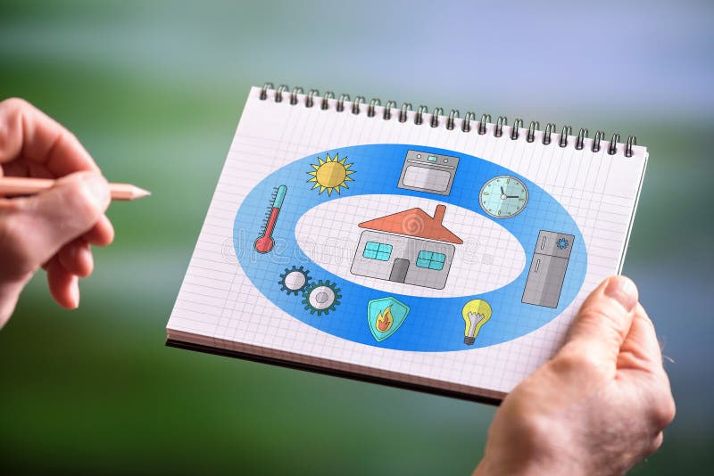 Smart Home Concept on a Notepad Stock Photo - Image of business, hand ...