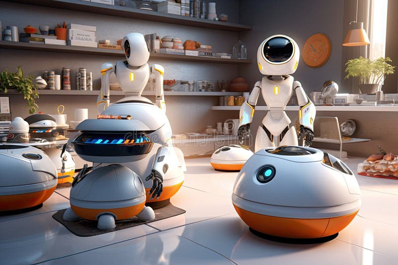 Smart Home Concept. Home Robot. Generative AI Stock Illustration ...