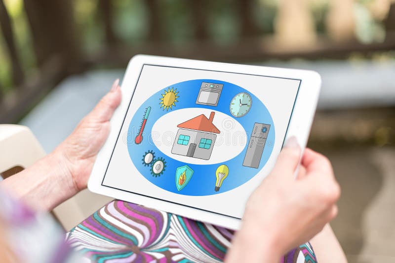 Smart Home Concept on a Tablet Stock Photo - Image of security, smart ...