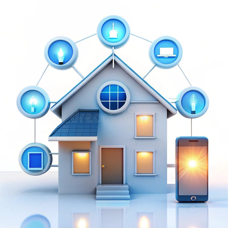 Smart Home Devices White Background Security System Automation Stock ...