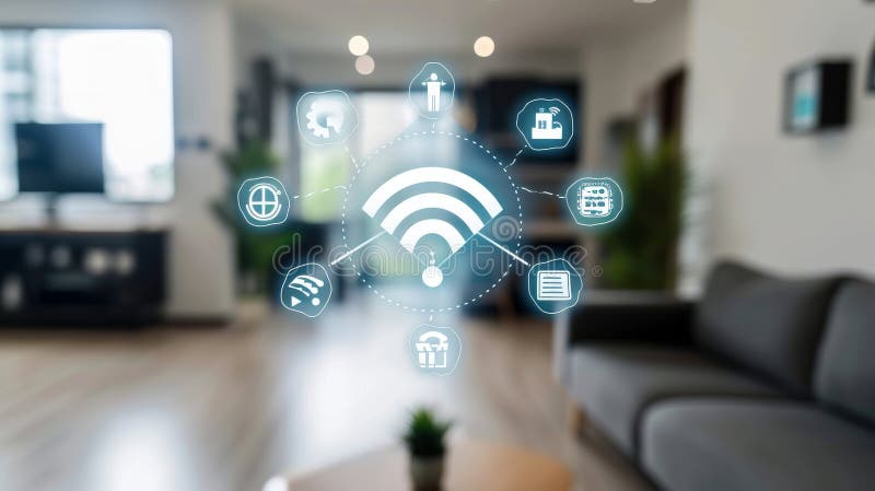 Smart Home Connectivity with Futuristic Digital Icons Stock Image ...