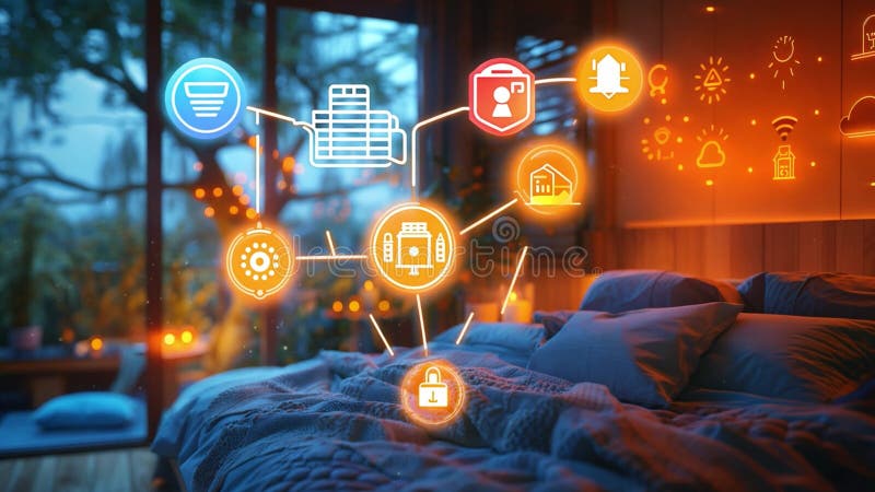 Innovative Smart Home Technology Displayed in Cozy Bedroom during ...