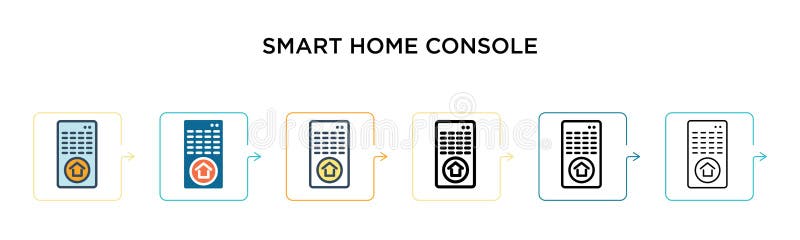 Smart Home Console Vector Icon in 6 Different Modern Styles. Black, Two ...