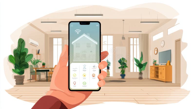 Smart Home Control App stock illustration. Illustration of modern ...