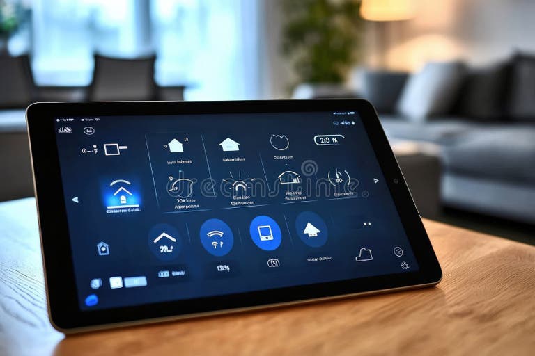 Smart Home Control App Interface on Tablet Stock Illustration ...