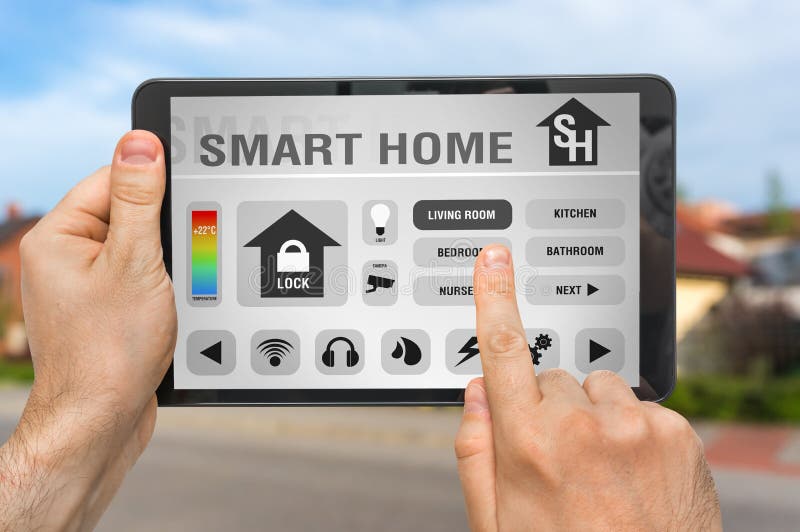Smart Home Control App on Tablet - Smart Home Concept Stock Image ... Smart Home Control App on Tablet - Smart Home Concept Stock Image ...