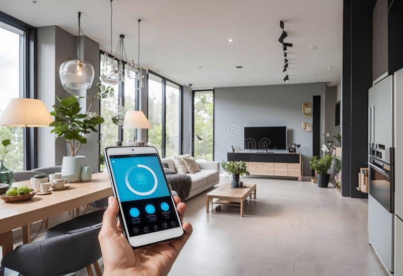 Smart Home Control Application on Mobile Phone Screen in Modern Living ...