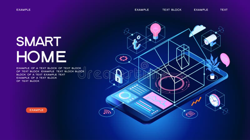 Smart Home Control Concept Banner Stock Vector - Illustration of ...