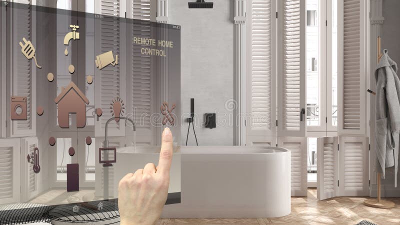 Smart Home Control Concept, Hand Controlling Digital Interface from ...