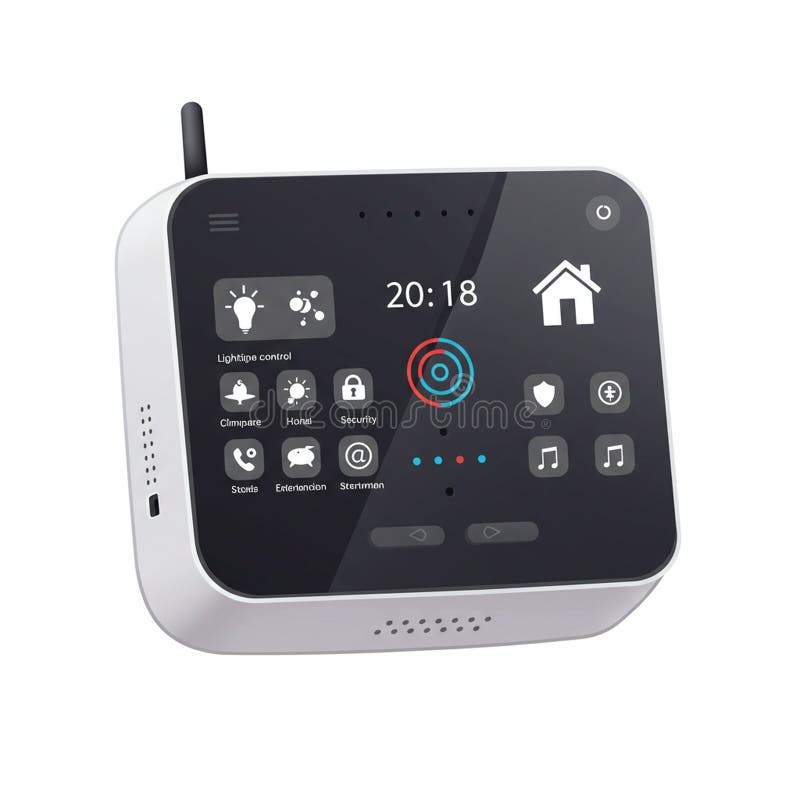 Smart Home Control Device with a Sleek Black Touchscreen Interface ...